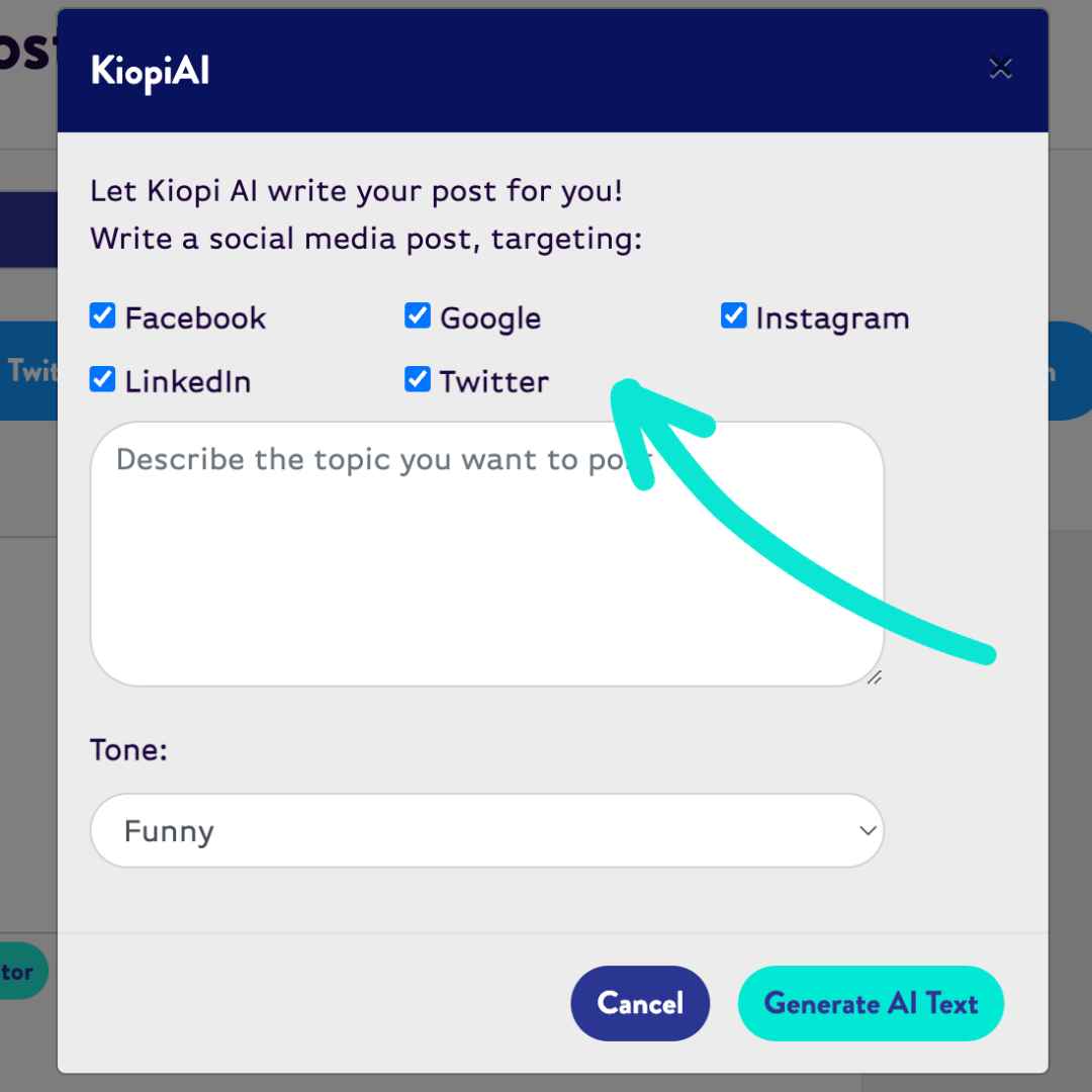 AI Social Media Post Generator | Kiopi's Latest Enhancement